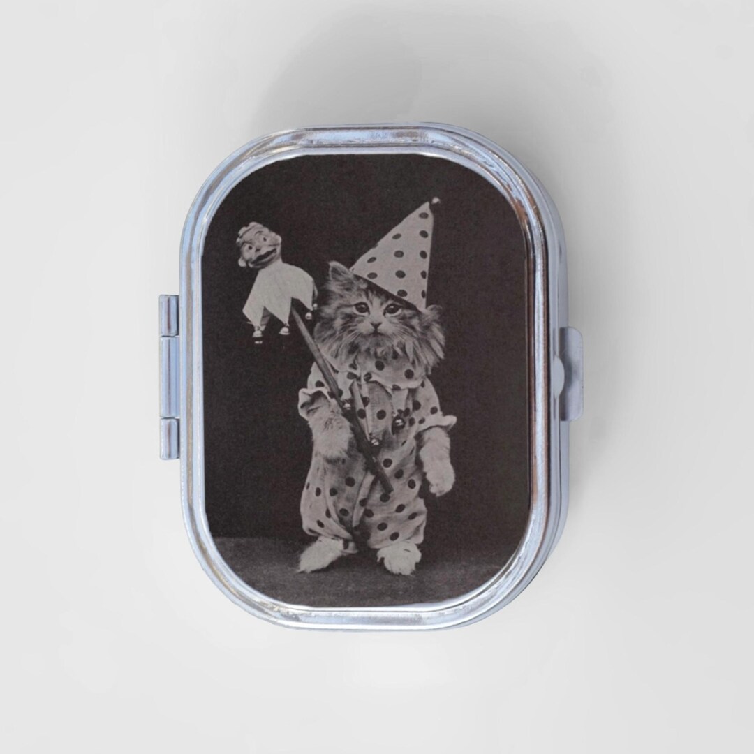 Jester Kitty Happy Rectangle Pill Box - Funny Cats, Cat Gifts, Jewelry ...