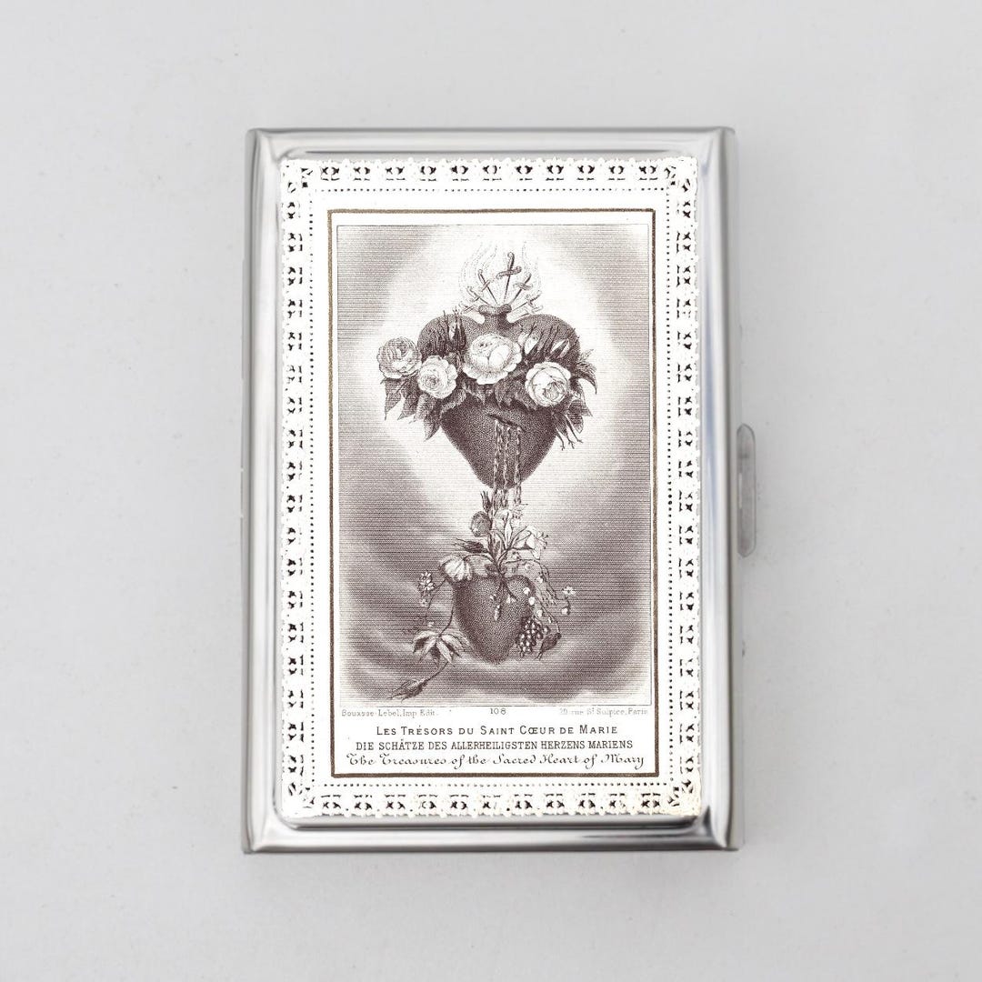 Sacred Heart Cigarette Case OR Card Holder - Jesus, Christ, Burning ...