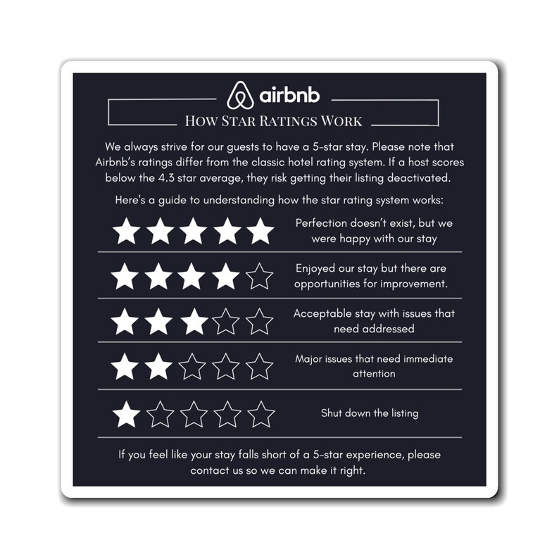 Airbnb Star Rating Explanation Magnet, Black and White 5 Star Rating ...