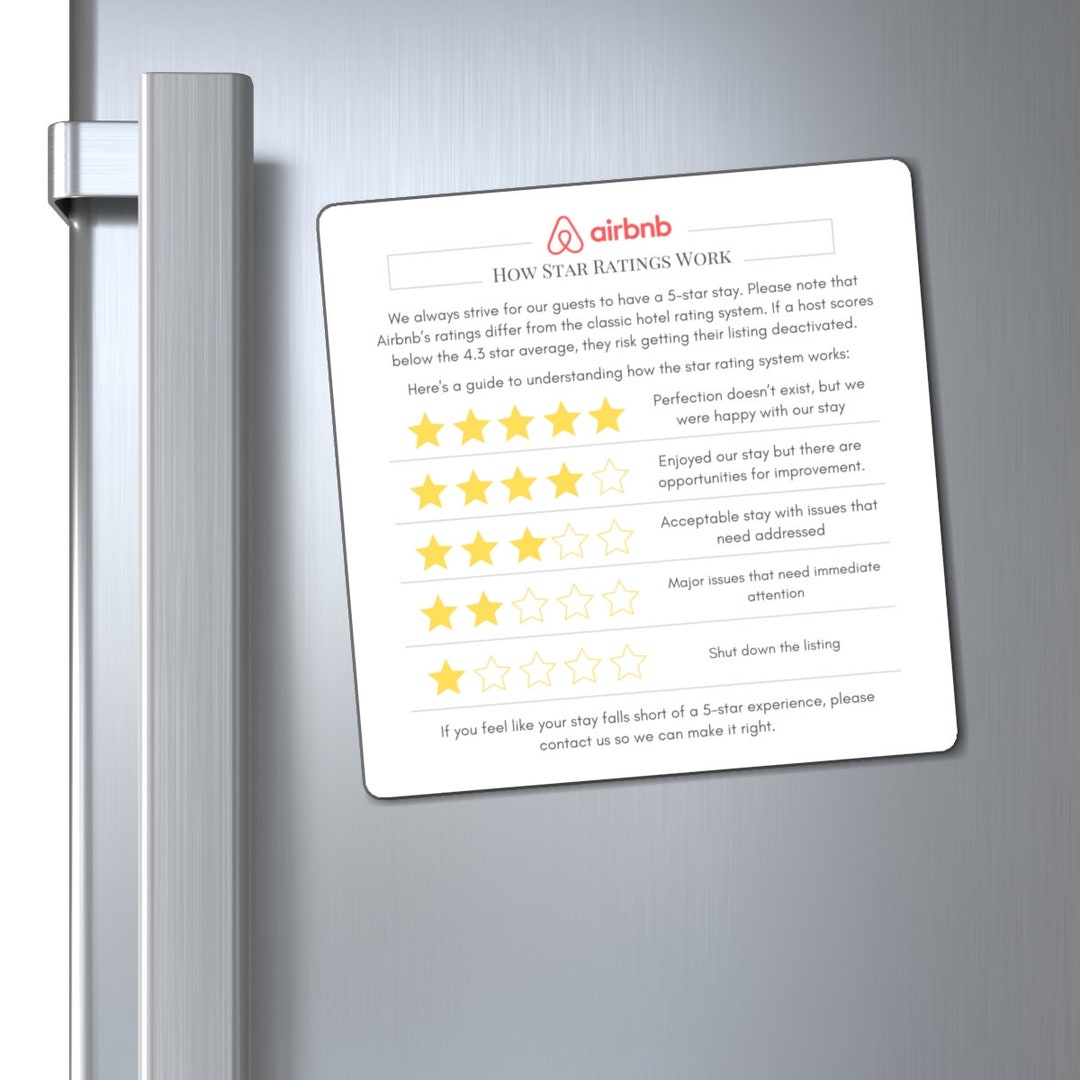 Airbnb Star Rating Explanation Magnet, 5 Star Rating Guide - Etsy