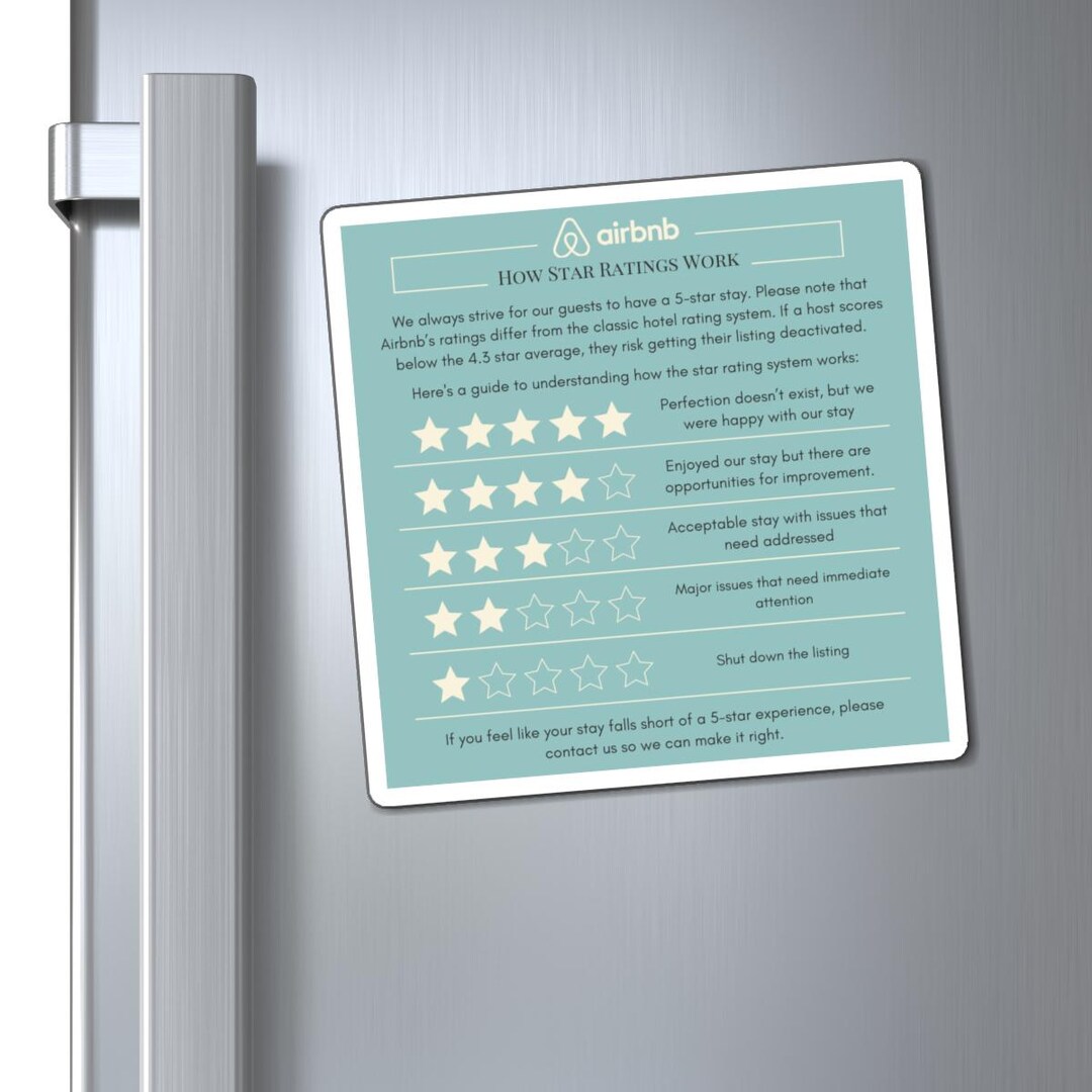 Airbnb Star Rating Explanation Magnet Blue Coastal, 5 Star Rating Guide ...