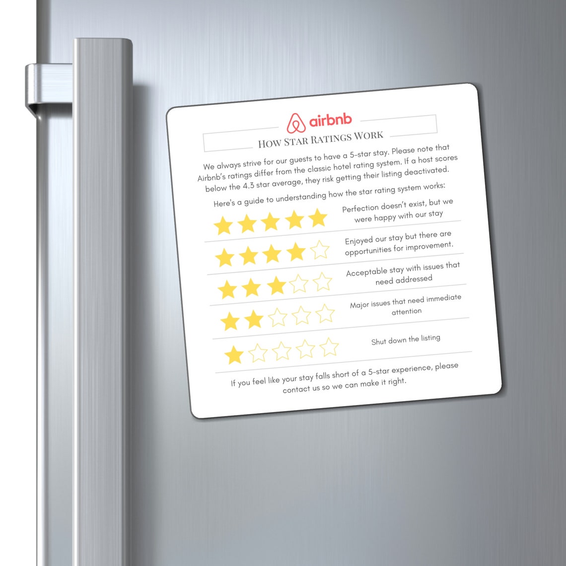 Airbnb Star Rating Explanation Magnet 5 Star Rating Guide - Etsy