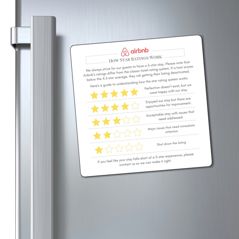 Airbnb Star Rating Explanation Magnet 5 Star Rating Guide - Etsy