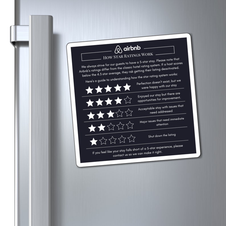 Airbnb Star Rating Explanation Magnet, Black and White 5 Star Rating ...