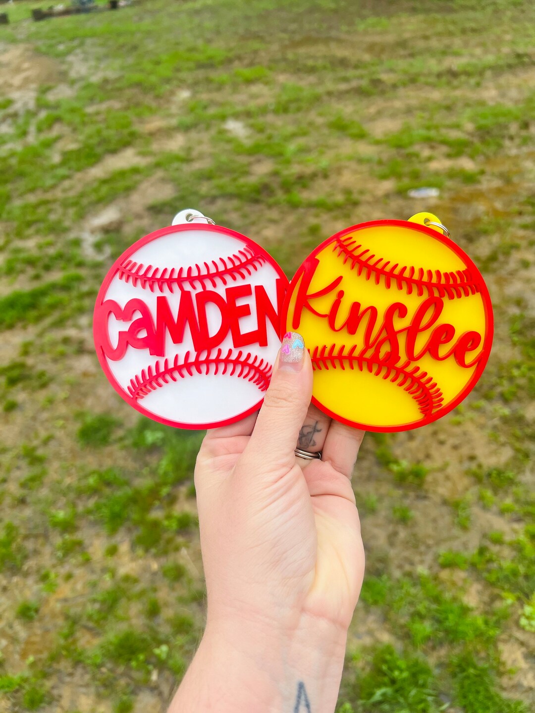 Custom Acrylic Baseball or Softball Bag Tag - Etsy