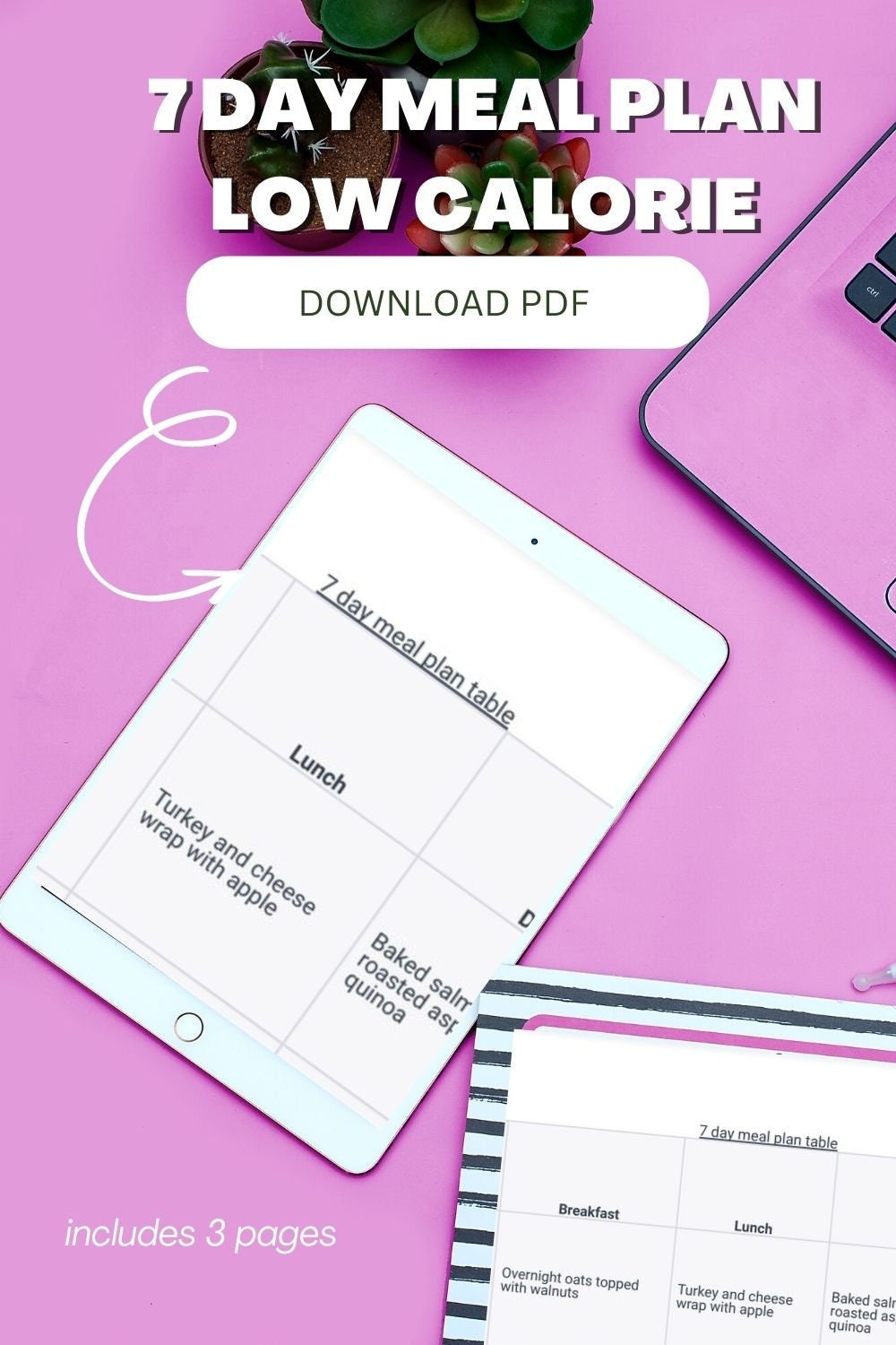 Low Calorie Meal Plan for 7 Days PDF Printable, Includes Budget Healthy ...