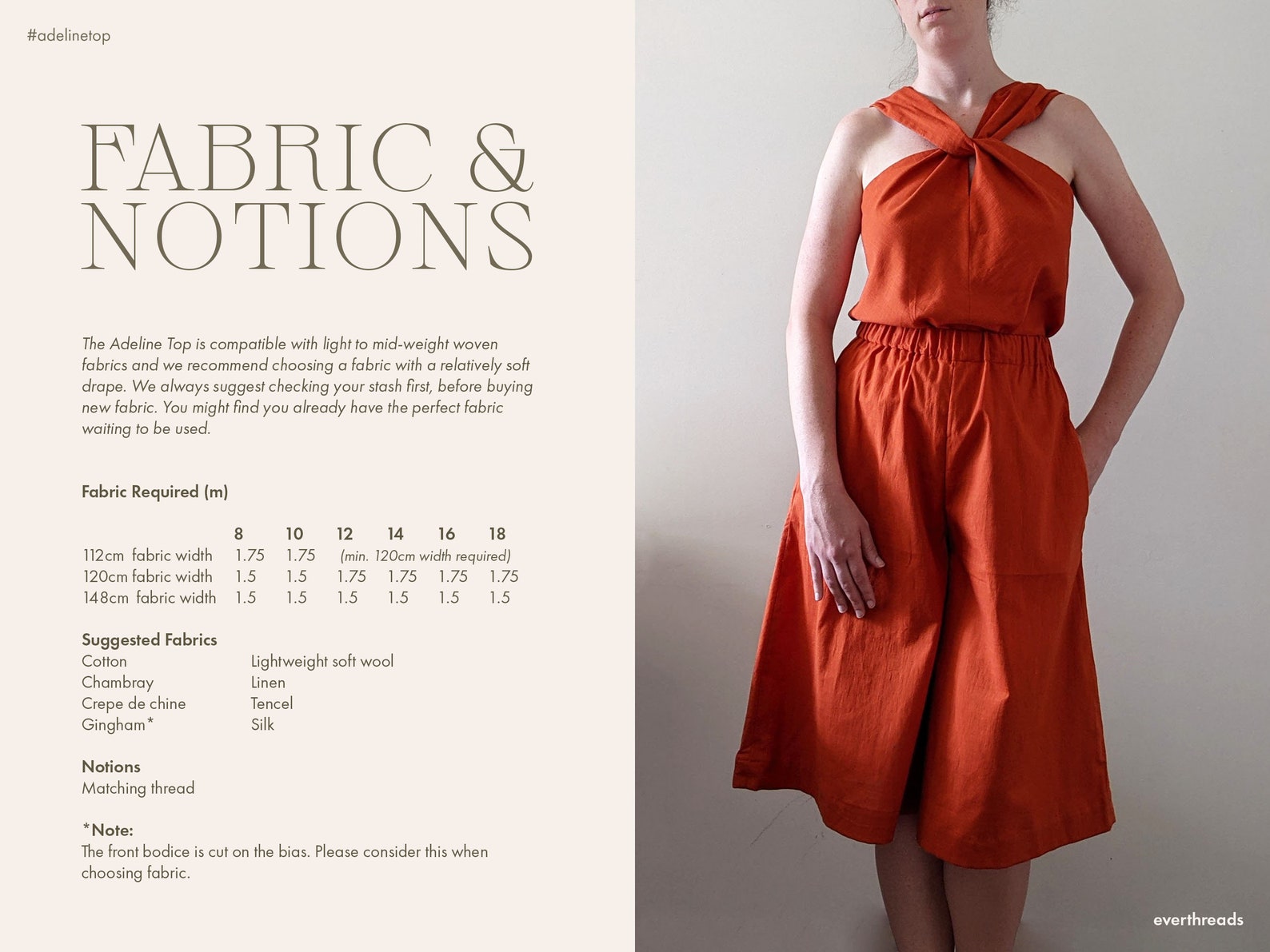 Twist Halter Top Sewing Pattern: Adeline Linen Cami (size 8-18) (PDF ...