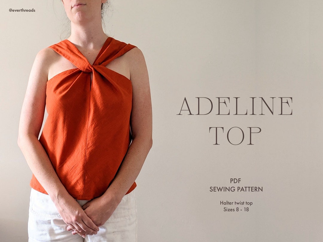 Twist Halter Top Sewing Pattern: Adeline Linen Cami (size 8-18) (PDF ...
