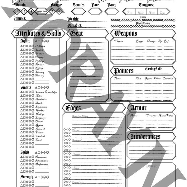 Gothic Character Sheet Dnd - Etsy
