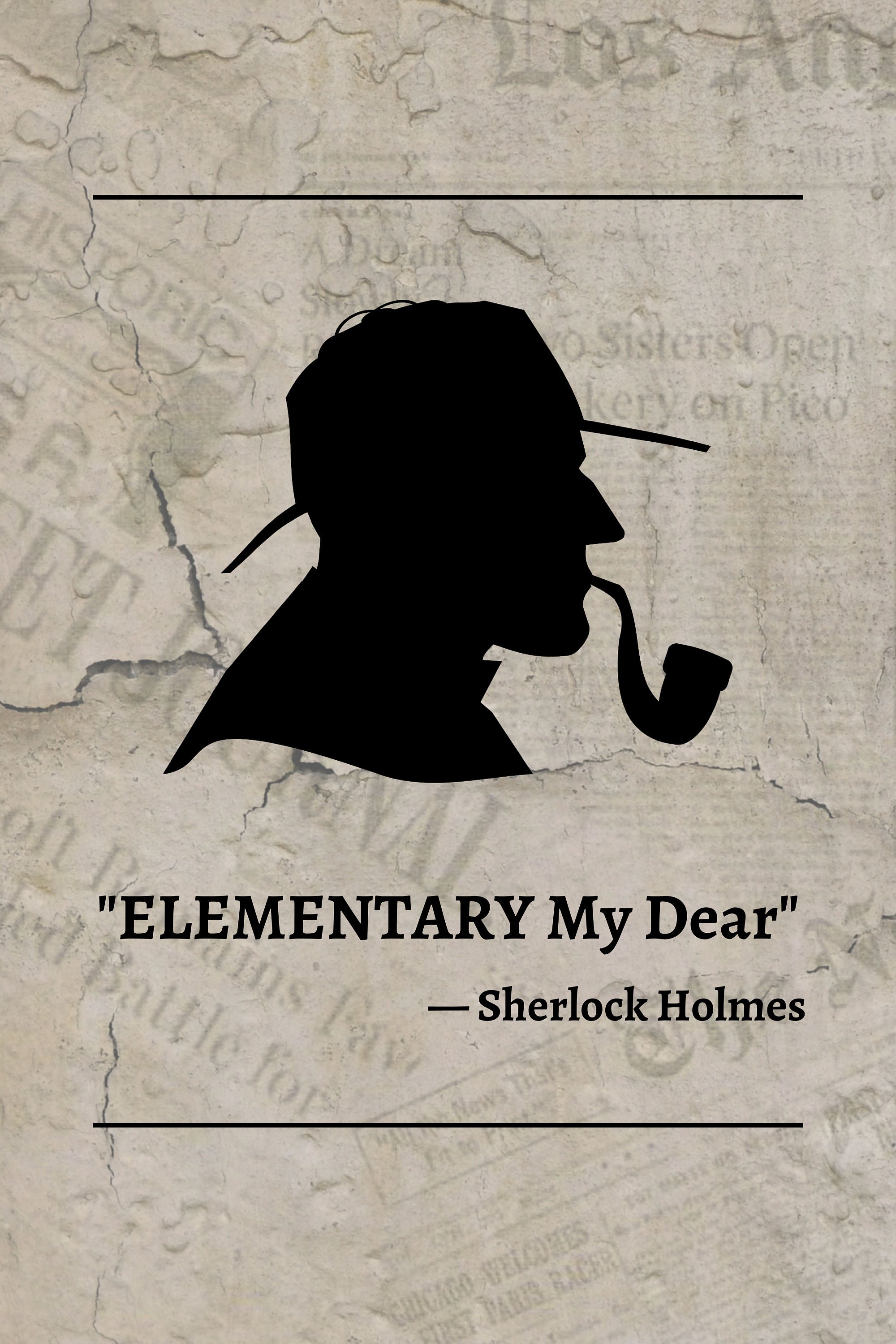 Sherlock Holmes, Wall Art, "elementary My Dear", Classic Home Decor ...