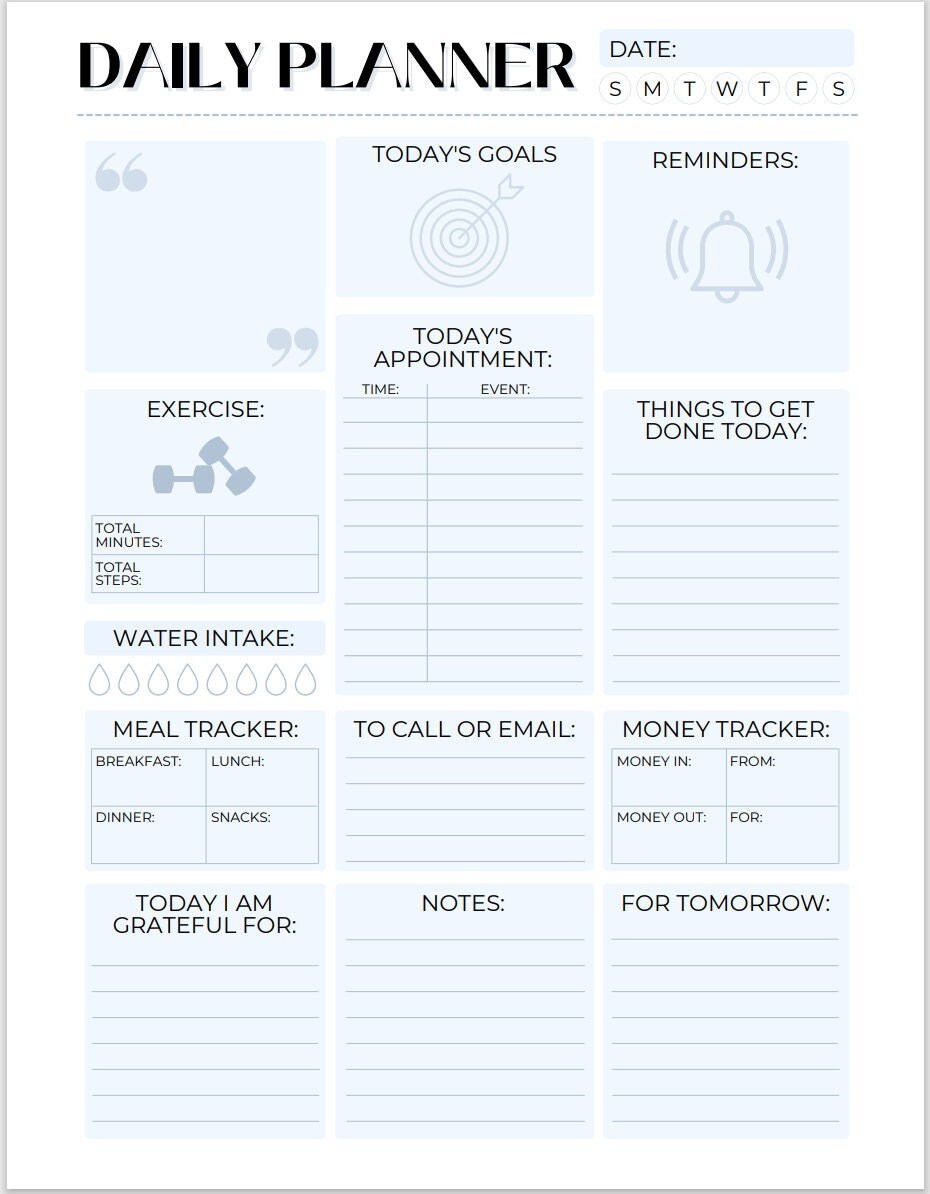 Daily Planner, Printable Planner, Detailed Daily to Do Planner, High ...