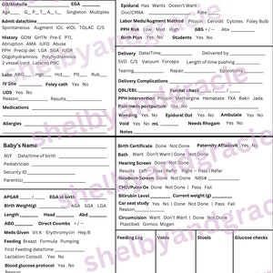 OB Nurse Report Sheet, Postpartum Nurse Report Sheet, Labor and ...