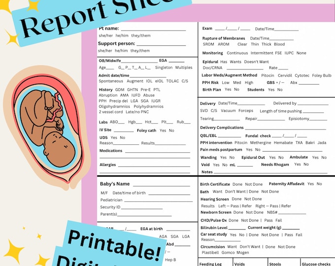 Mother/baby Report Sheet 3 Couplets - Etsy