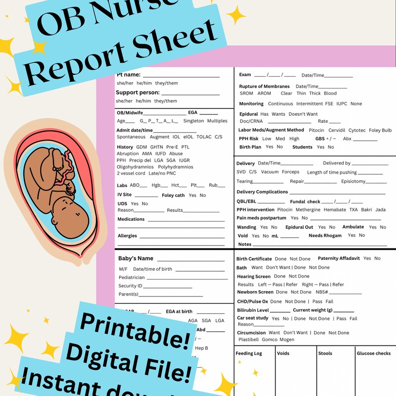 Nurse Report Sheet - Etsy