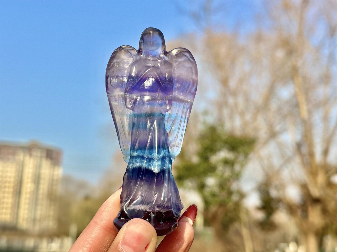 4 Natural Blue Fluorite Carved Angel,crystal Quartz Skull,angel Carving ...