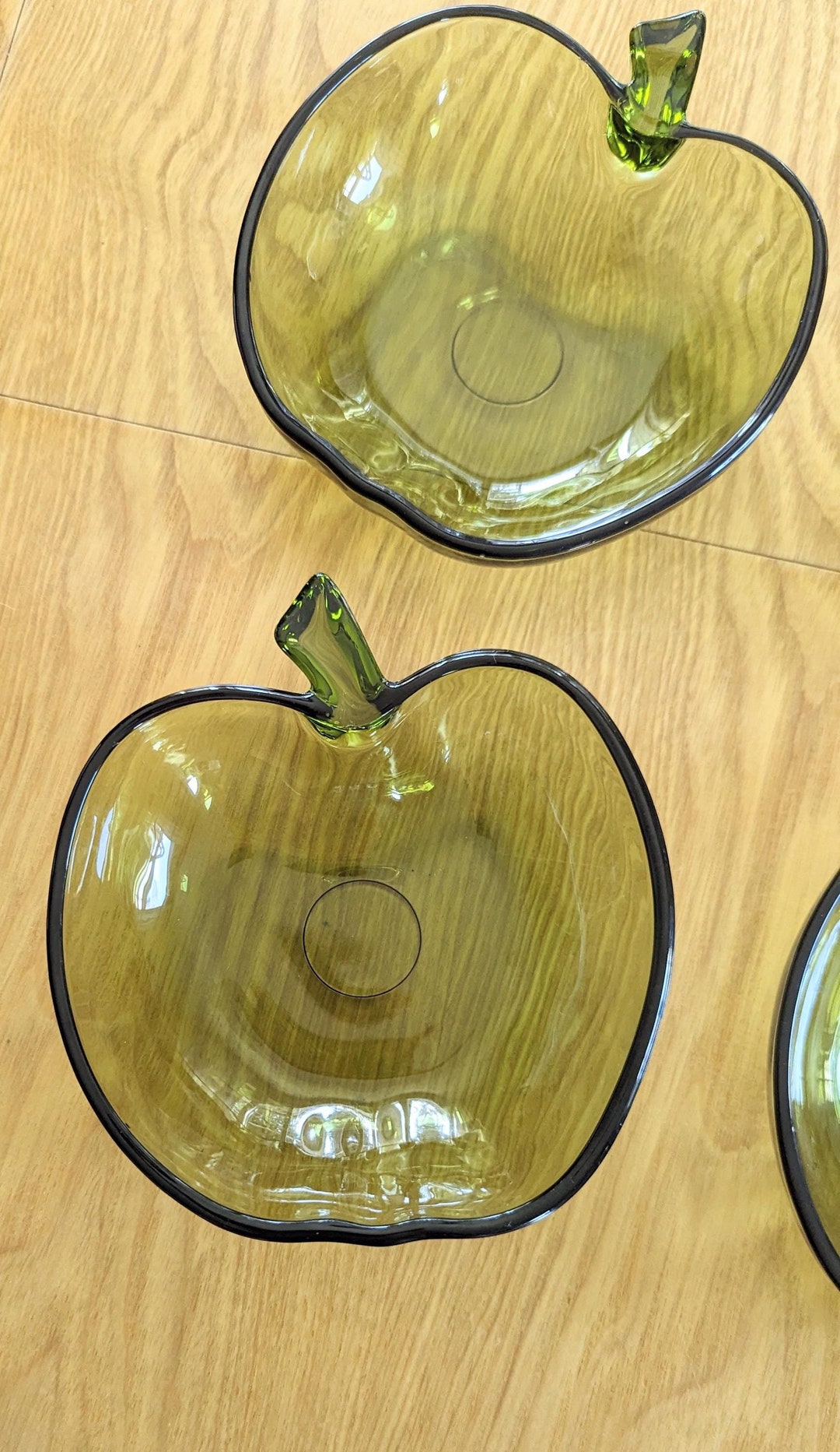 Small Green Apple Glass Bowls Trinket Dishes Fruit Themed Kitchen Apple ...