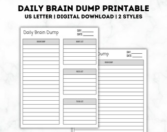 Daily Brain Dump Journal, Digital File, Printable - Etsy