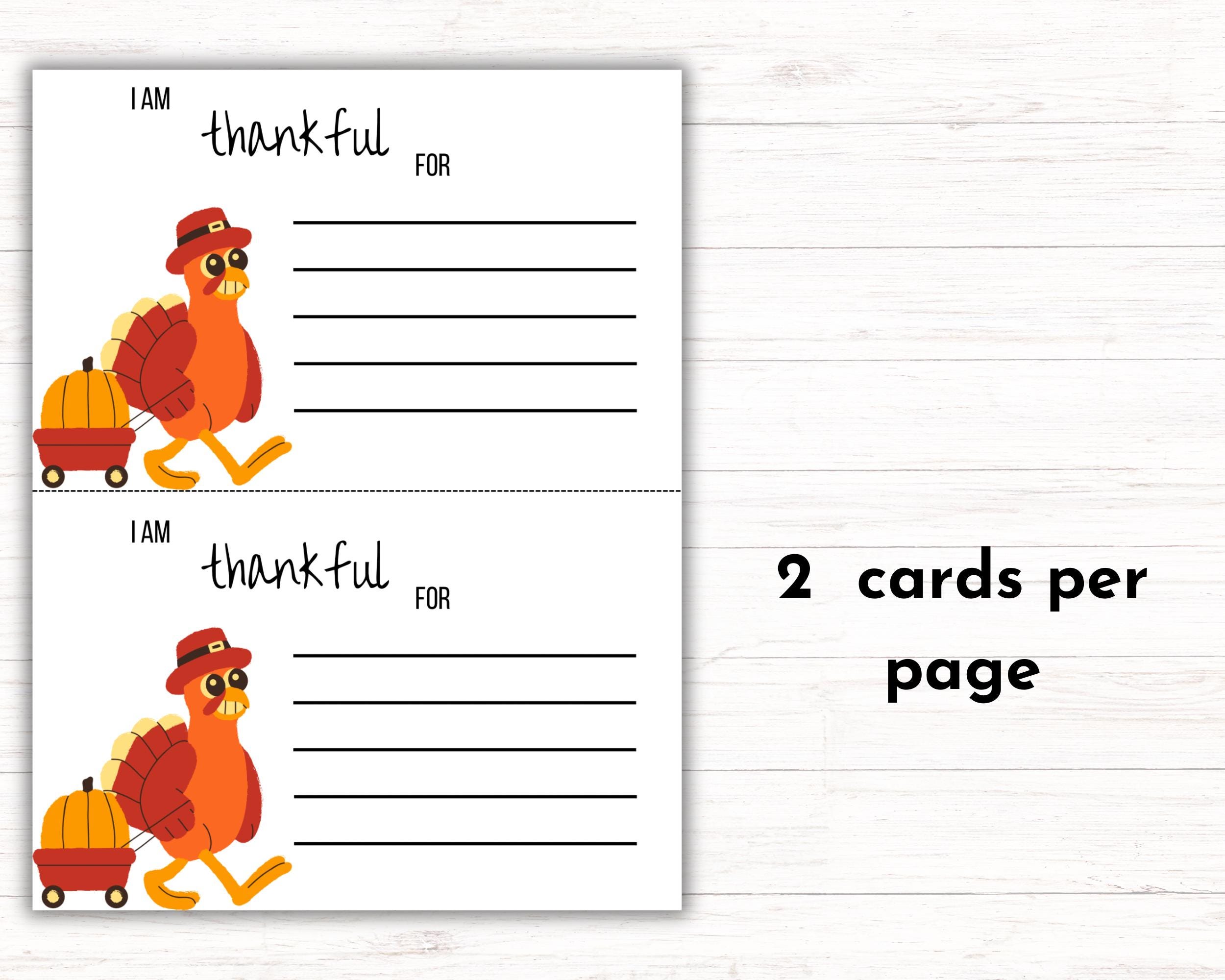 I Am Thankful Cards, Thanksgiving Card Printable, I Am Thankful for ...