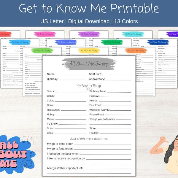 Team Building Get to Know Me Questionnaire Printable - Etsy