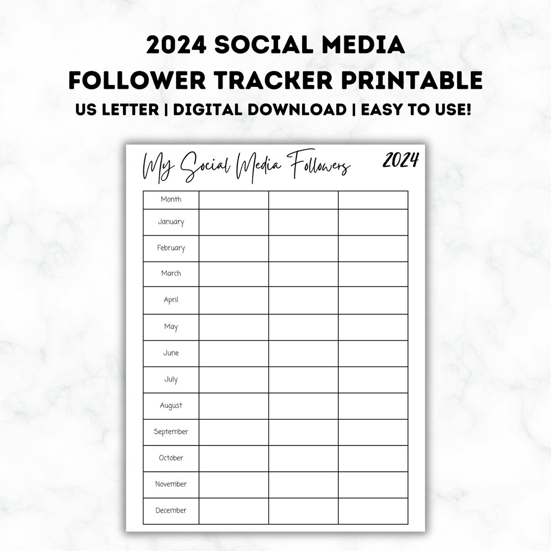 Small Business Social Media Tracker Printable, Social Media Follower ...