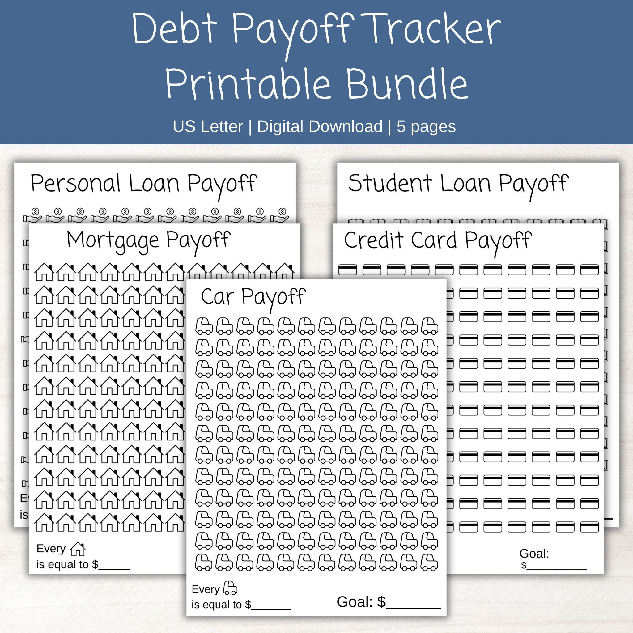 Debt Payoff Trackers Credit Card Debt Tracker Mortgage Loan - Etsy
