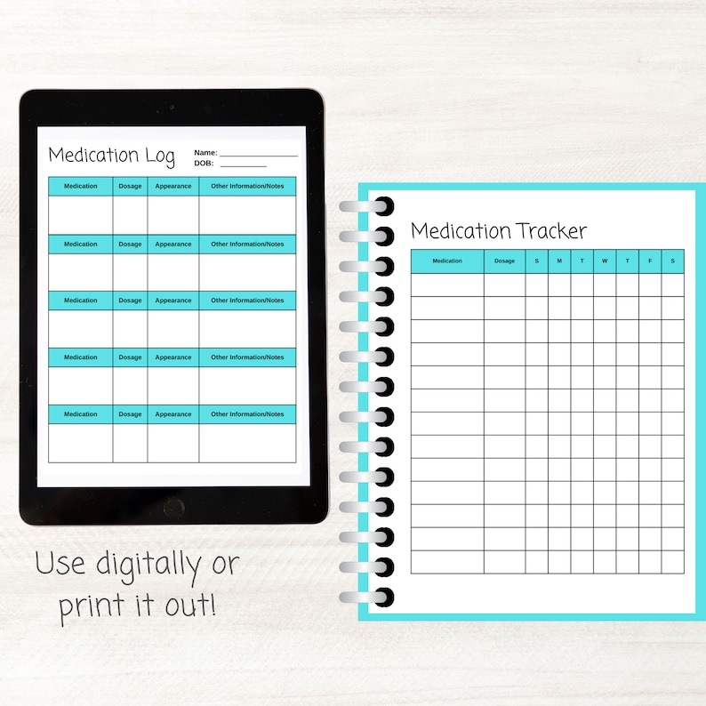 Medication Log Medication Tracker Printable Medications - Etsy