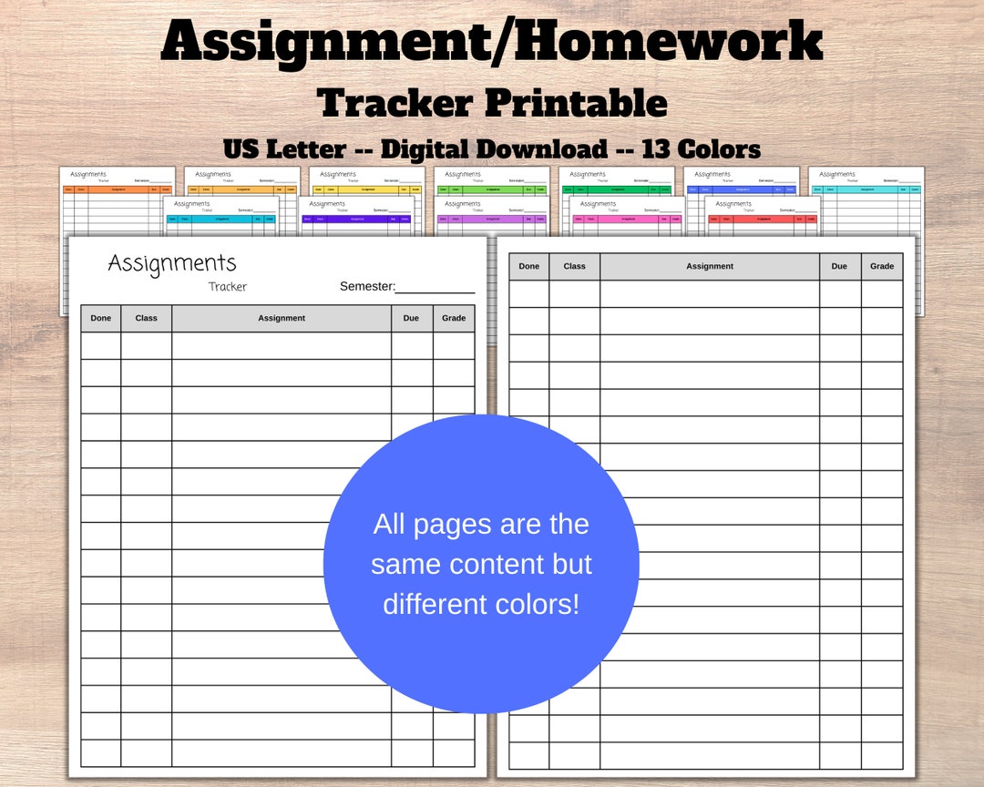 Assignment Tracker, Homework Log, School Printables, Grade Tracker ...
