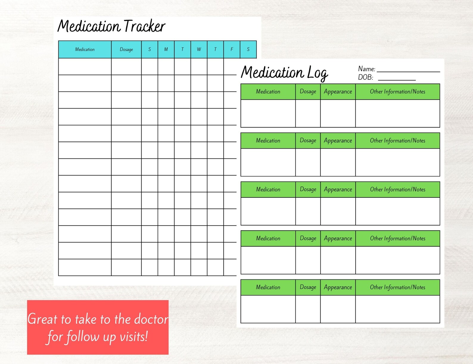 Medication Log Medication Tracker Printable Medications - Etsy