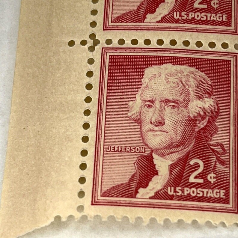 Red Thomas Jefferson 2 Cent Stamps Block of Four Mint MNH Vintage - Etsy