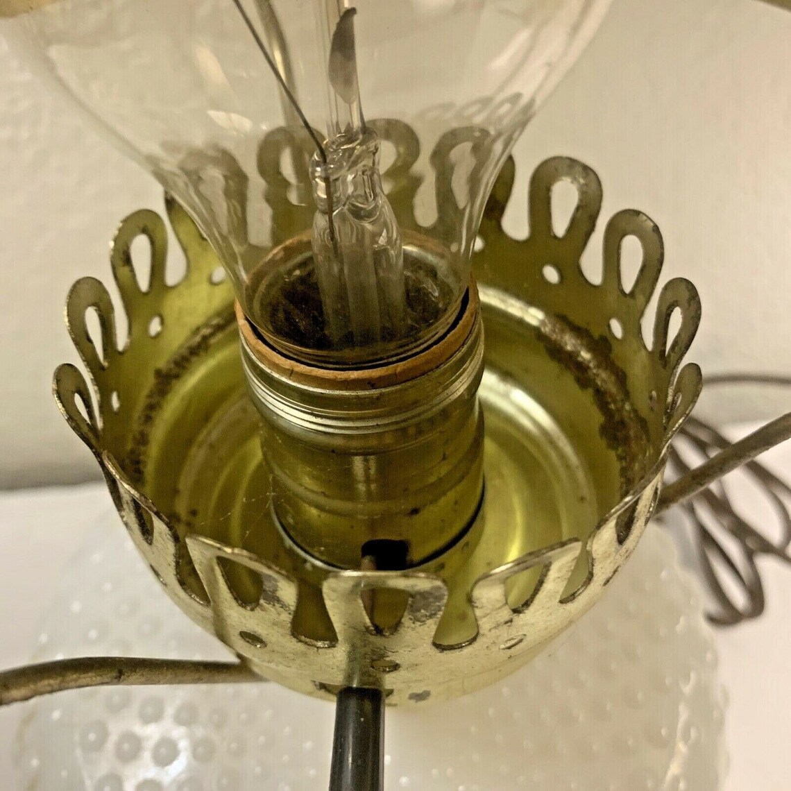 Milk Glass Hobnail Electric Hurricane Lamp Base 10 Tall - Etsy