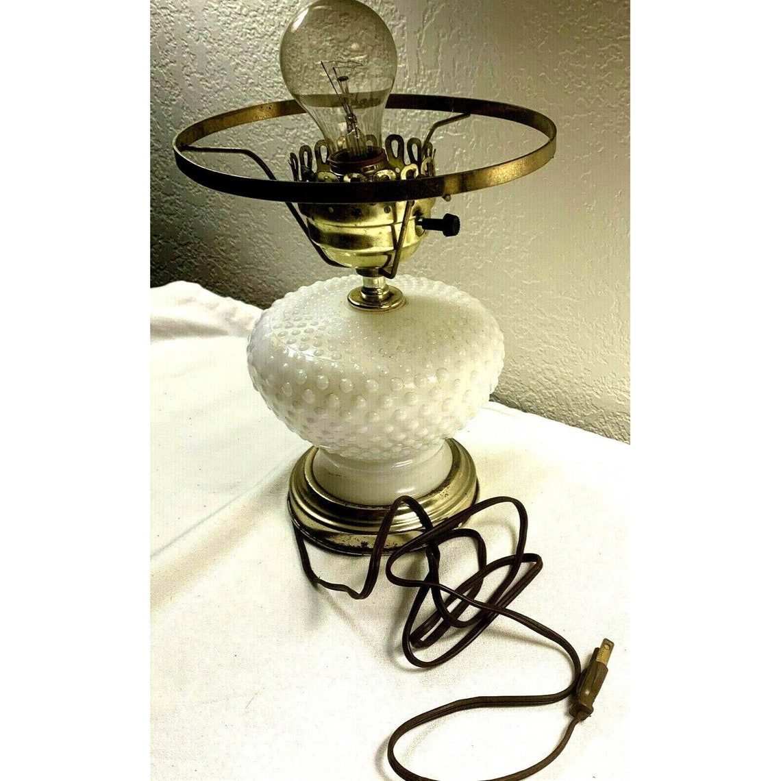 Milk Glass Hobnail Electric Hurricane Lamp Base 10 Tall - Etsy