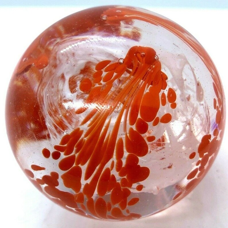 Red & White Ribbon Dragon Globe Art Glass Paperweight Vintage - Etsy