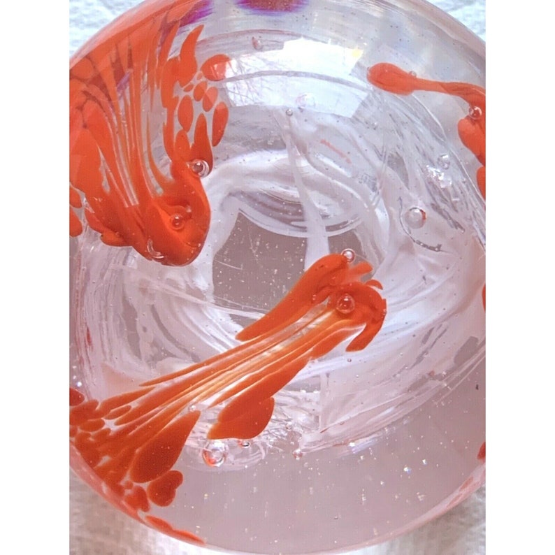 Red & White Ribbon Dragon Globe Art Glass Paperweight Vintage - Etsy