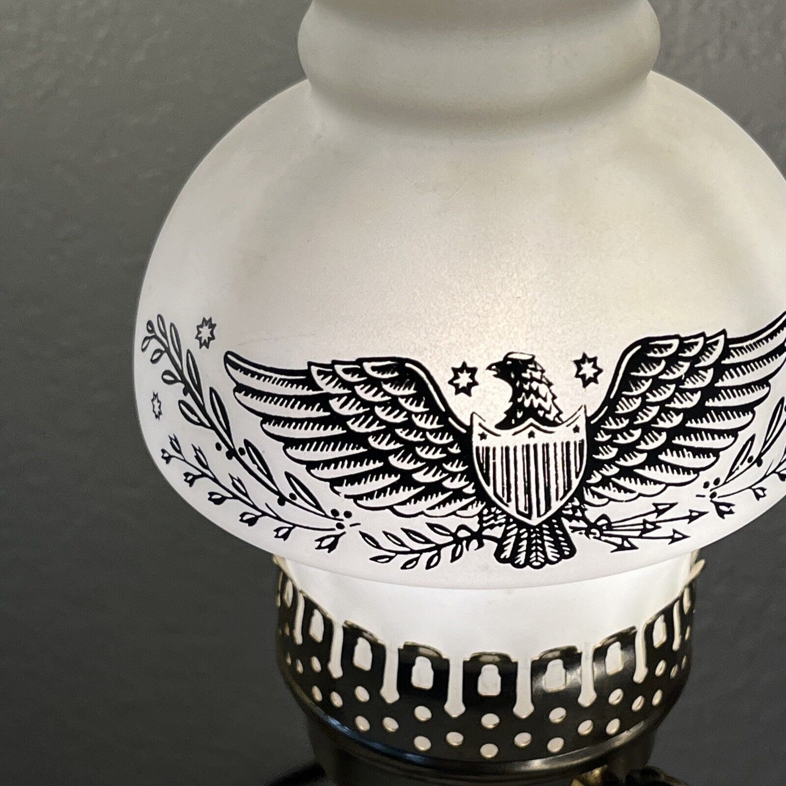 Pair Eagle Federal Style Brass MCM Table Lamps With Frosted - Etsy