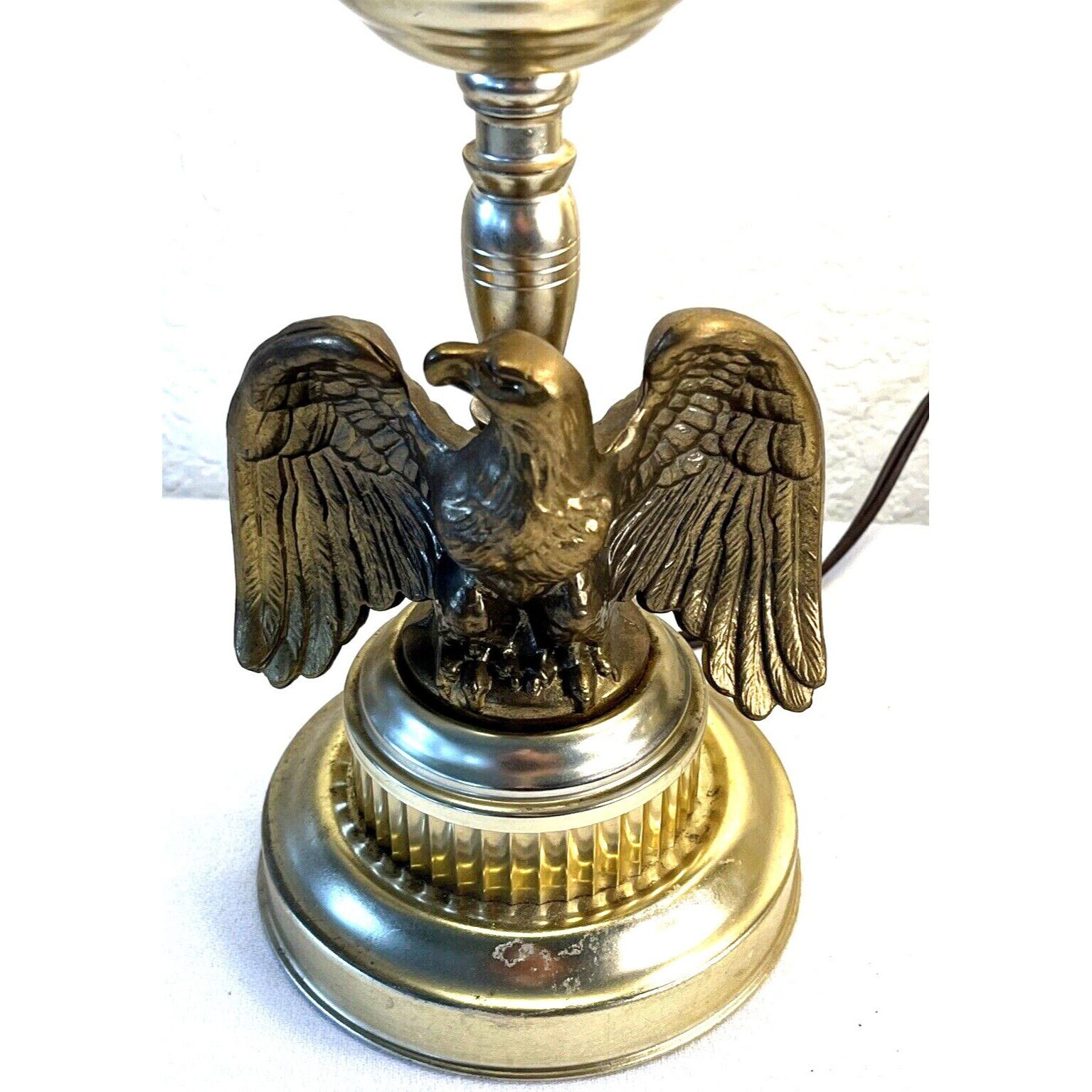 Pair Eagle Federal Style Brass MCM Table Lamps With Frosted - Etsy