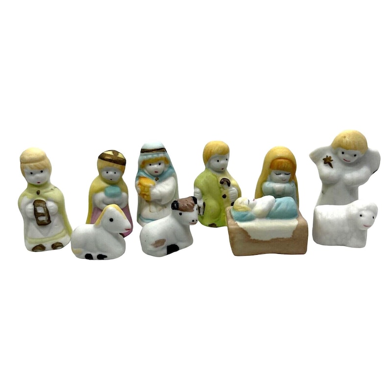 Handmade Miniature Nativity Scene Porcelain 10 Piece Set Vintage - Etsy