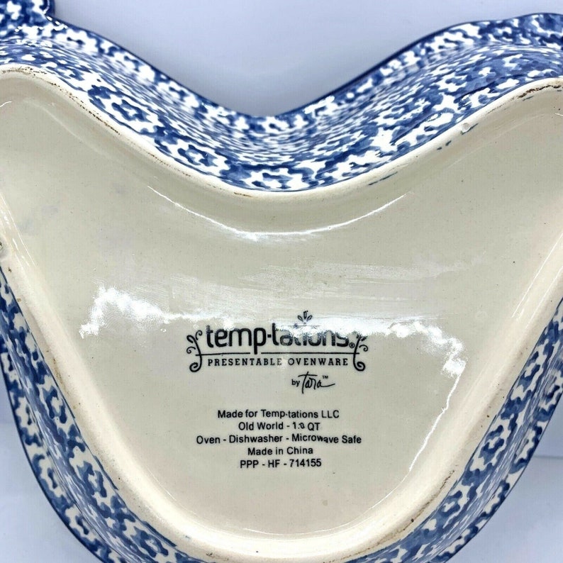 Temptations by Tara Blue Old World Nesting Chicken Bowl Serving Dish - Etsy
