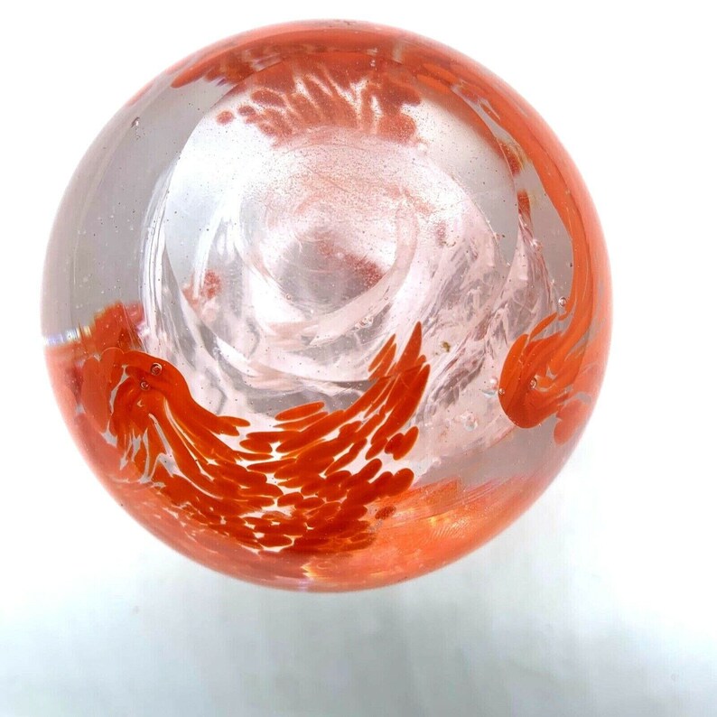 Red & White Ribbon Dragon Globe Art Glass Paperweight Vintage - Etsy