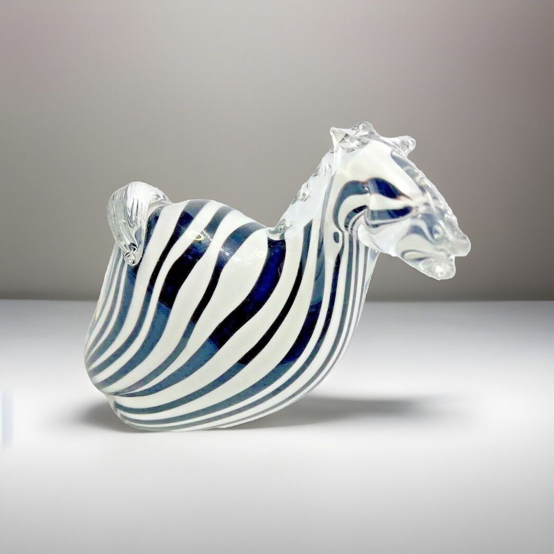 Hand Blown Art Glass Zebra Figurine Statue - Etsy