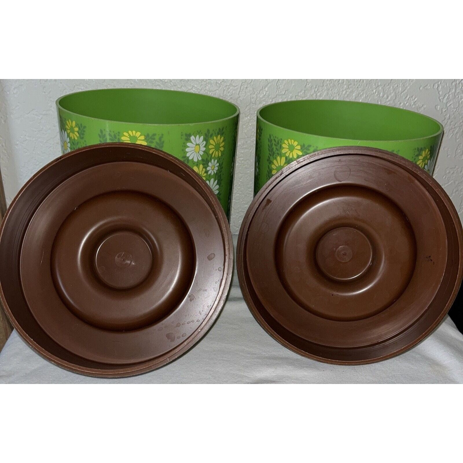 Alladinware Stackable Canister Set of 4 Green Floral 1970s MCM - Etsy