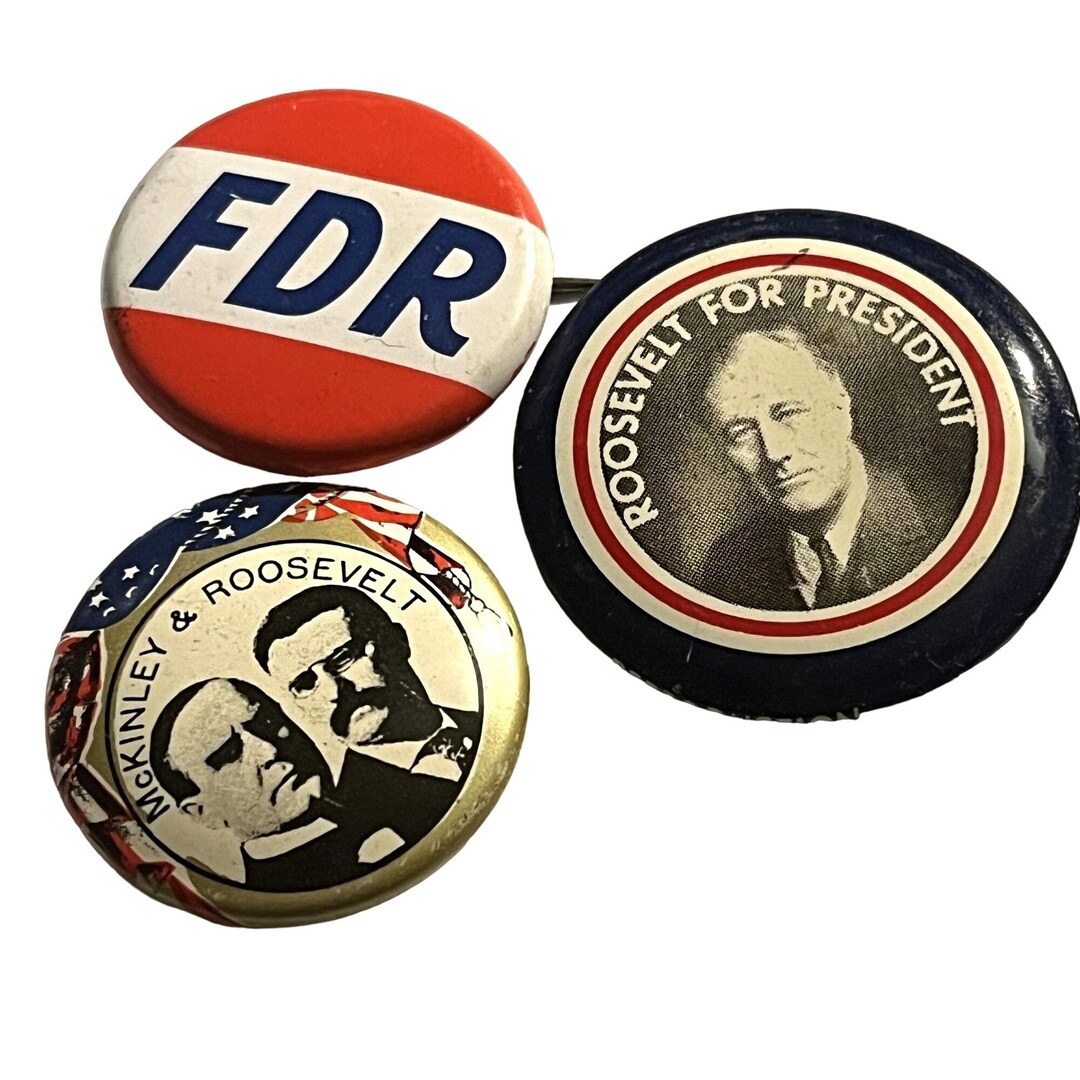 FDR Political Campaign Pins Lot of Three Vintage Original & Repro - Etsy