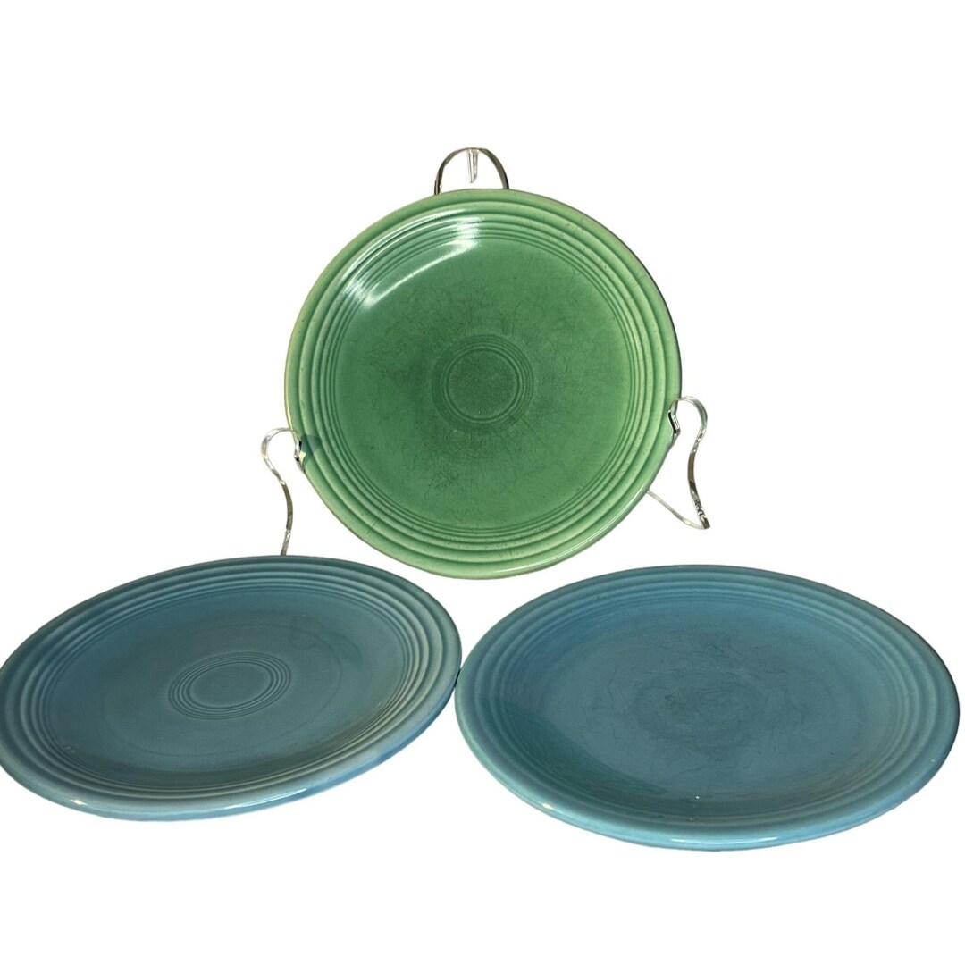 Fiesta Homer Laughlin Lot of Three Blue & Green 6" Replacement Saucers ...