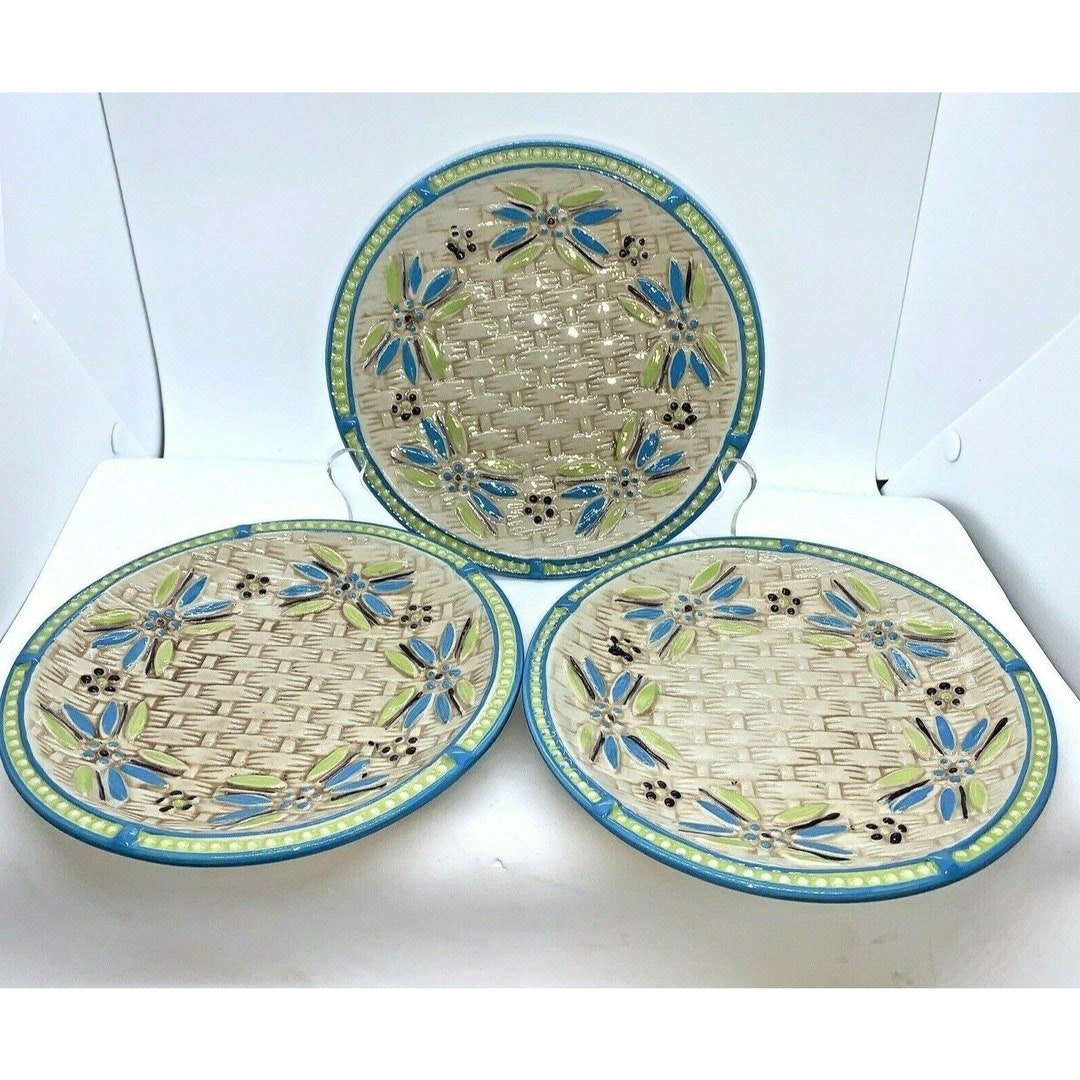 Three Vintage Temptations by Tara Green & Blue Woven 7" Old World ...