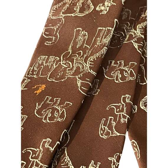 1970s Sears Mens Store Elephants and Mice Tie Wide Po… - Gem