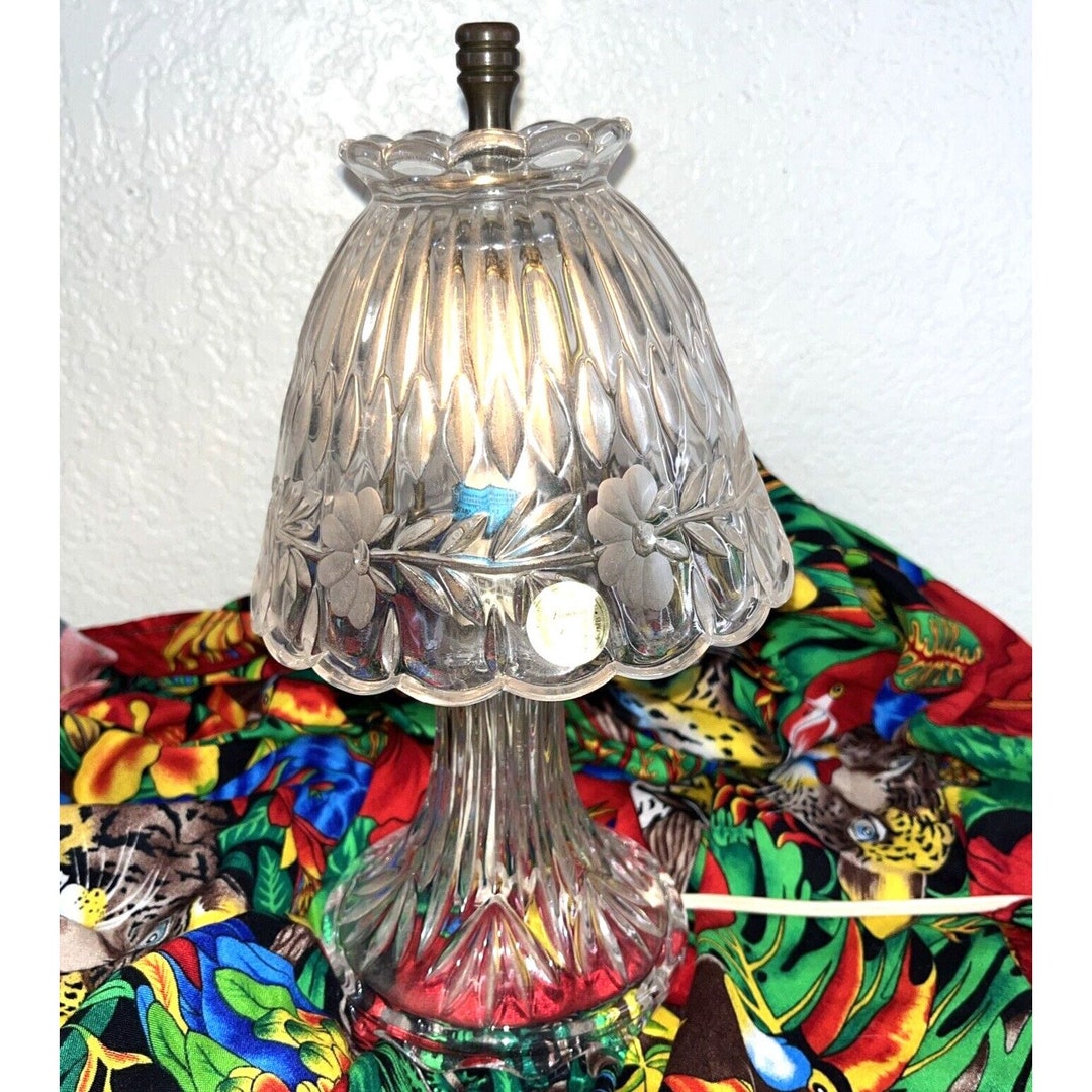 Princess House Floral Etched Heritage Romance Crystal Lamp Vintage - Etsy