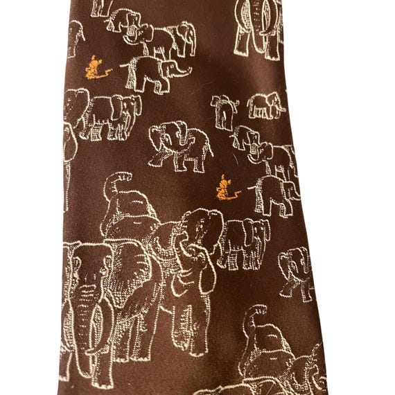 1970s Sears Mens Store Elephants and Mice Tie Wide Po… - Gem