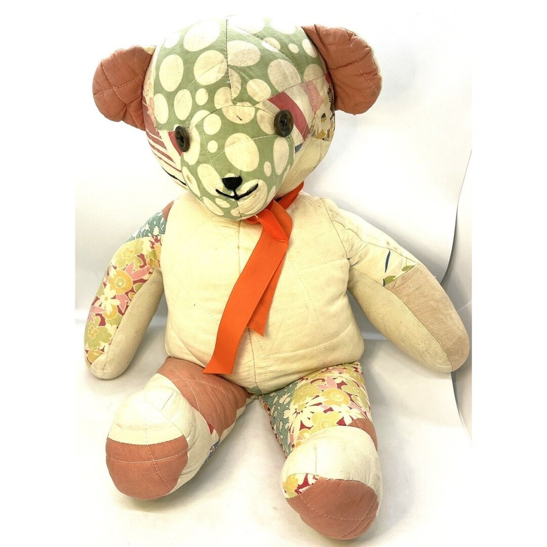 Handmade Patchwork Teddy Bear Quilt Square Vintage - Etsy