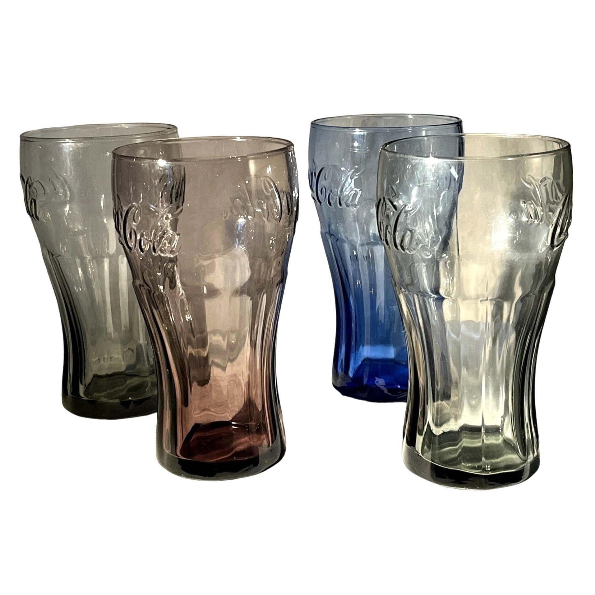 Four Mcdonalds Coca Cola Glasses Blue Lavender & Gray - Etsy