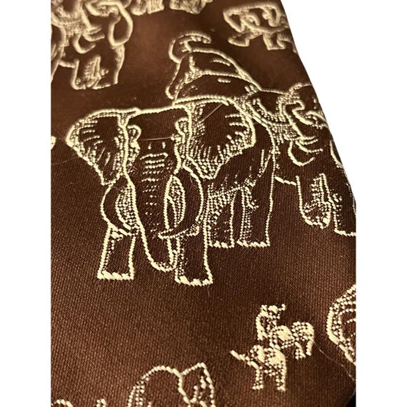 1970s Sears Mens Store Elephants and Mice Tie Wide Po… - Gem