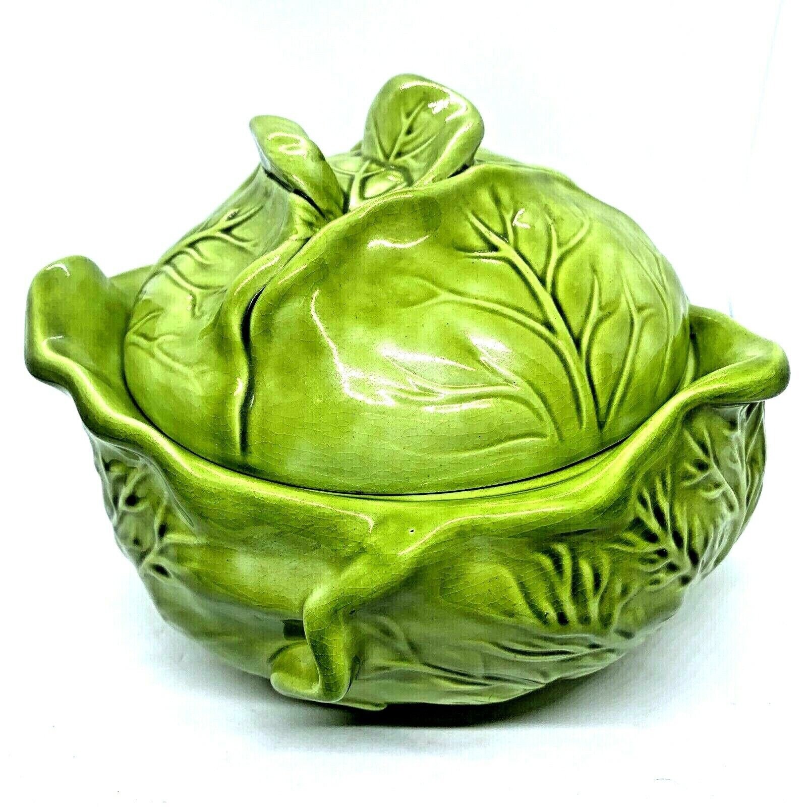 Green Cabbage Bowl Tureen by Holland Mold Ceramic Vintage - Etsy